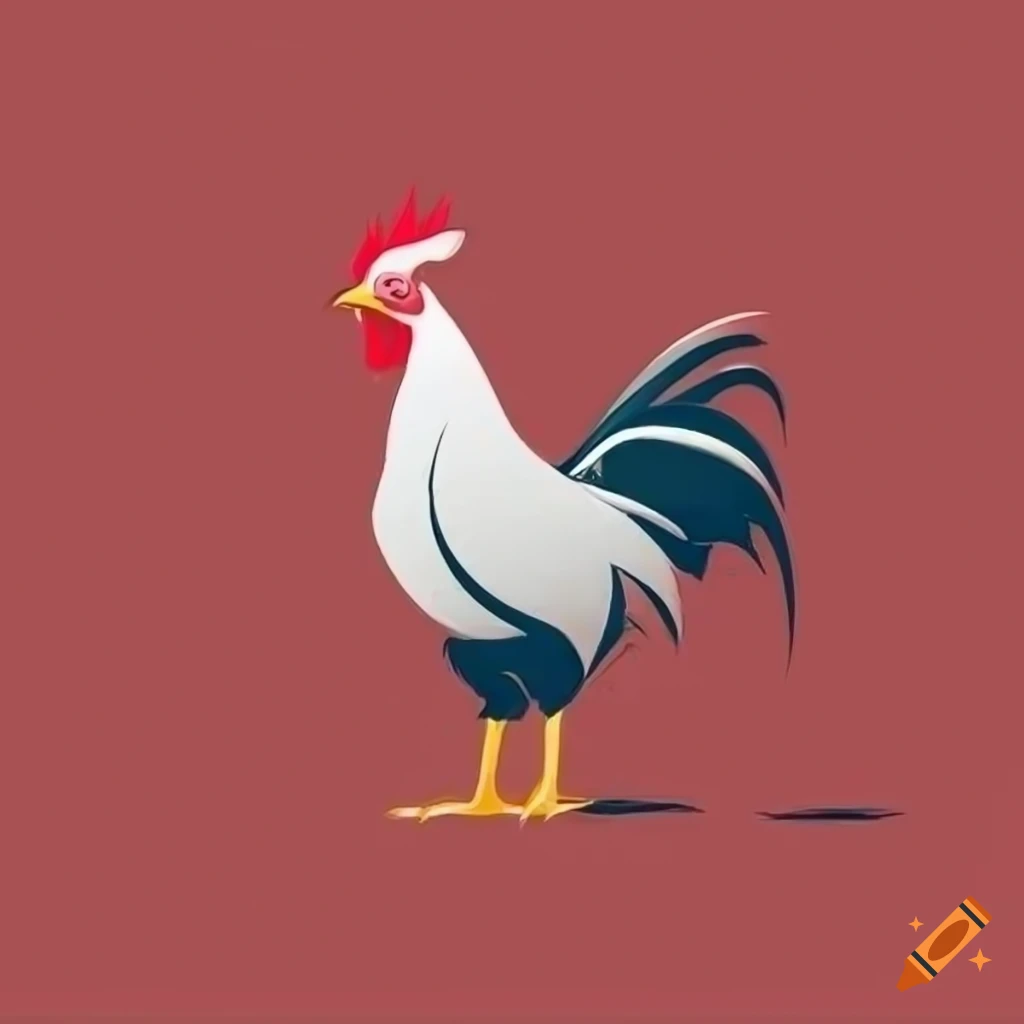 Stylish red and white chicken logo