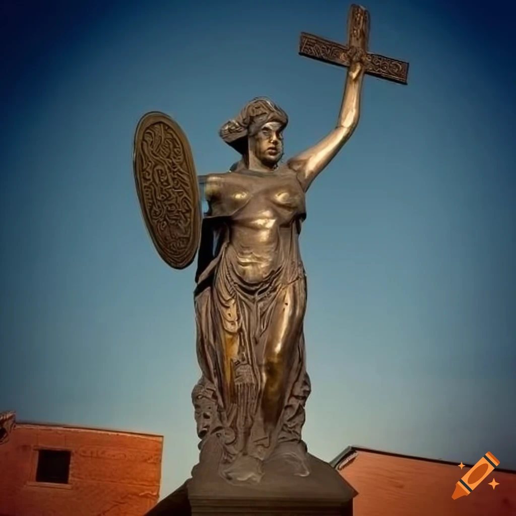 Giant titanium statue of hispanic motherland on Craiyon