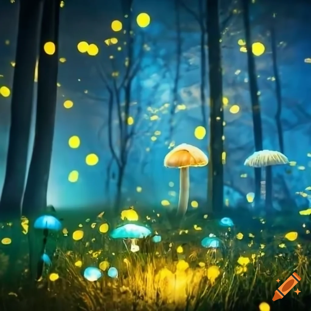 Enchanted forest with sparkling fireflies and a jeweled lantern on Craiyon