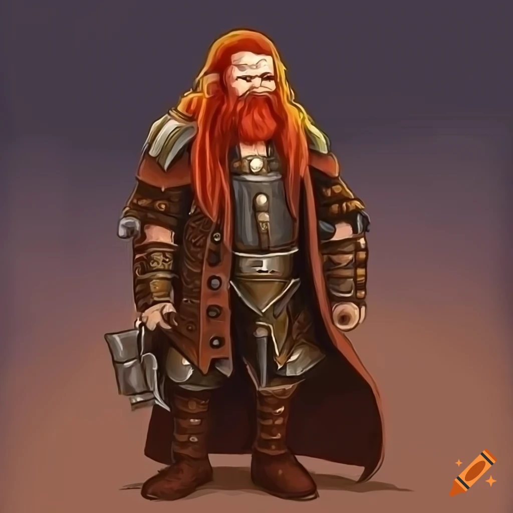Illustration of a dwarf captain in leather armor on Craiyon