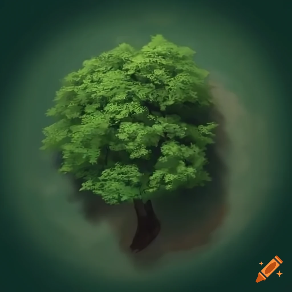 Top-down view of a tree in D&D art style on Craiyon