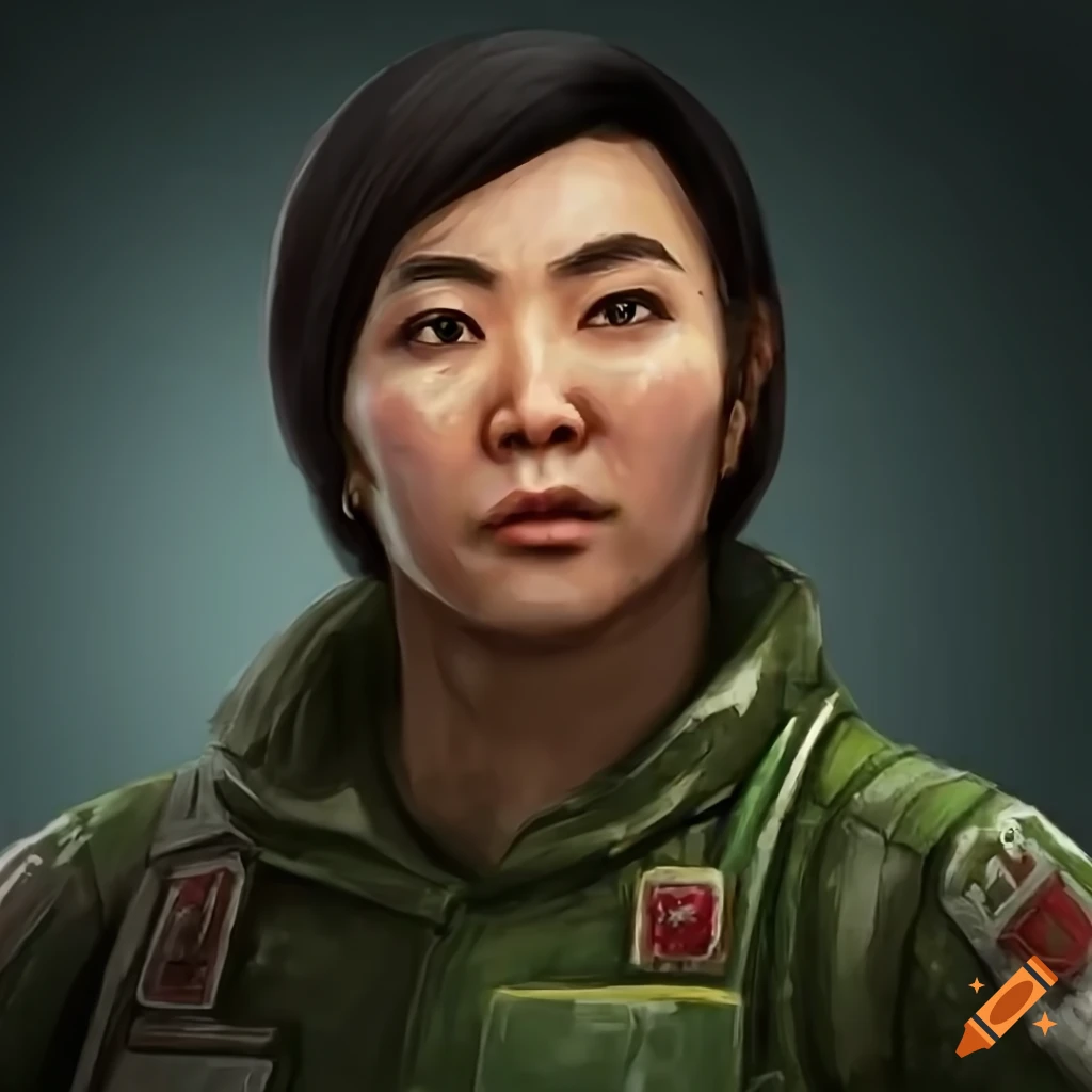 Portraits of asian mechwarrior pilots in realistic style