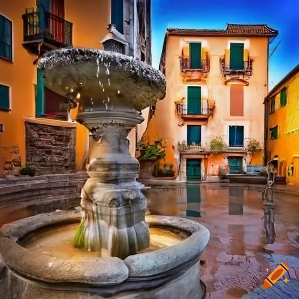 Mediterranean Village Squares Street Scene In Old Mediterranean Town