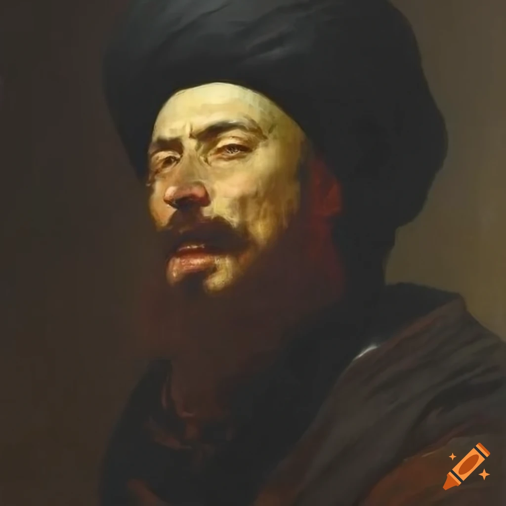 Dark baroque painting of a cossack on Craiyon