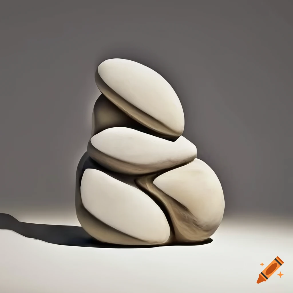 Minimalist stone sculpture of a village square