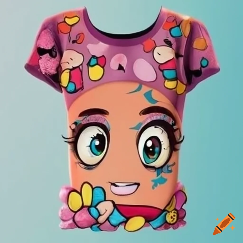 Cartoon-themed tops for trendy girls on Craiyon