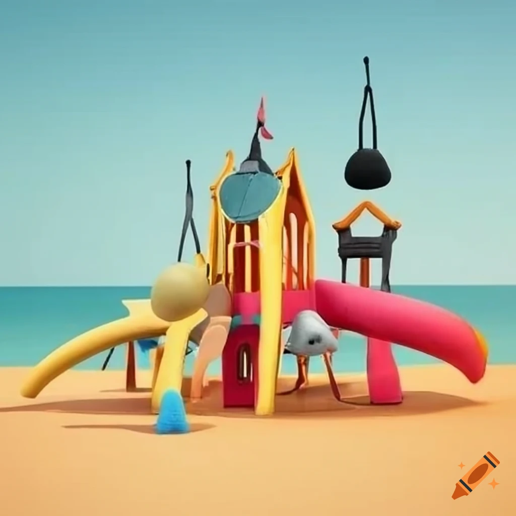 Colorful and surreal playground structures on Craiyon
