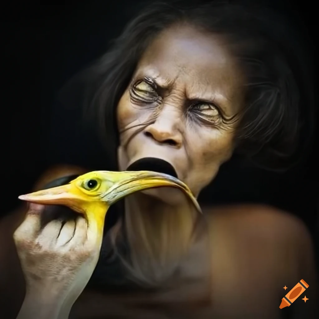 Transformation of an old man into a hungry monster on Craiyon