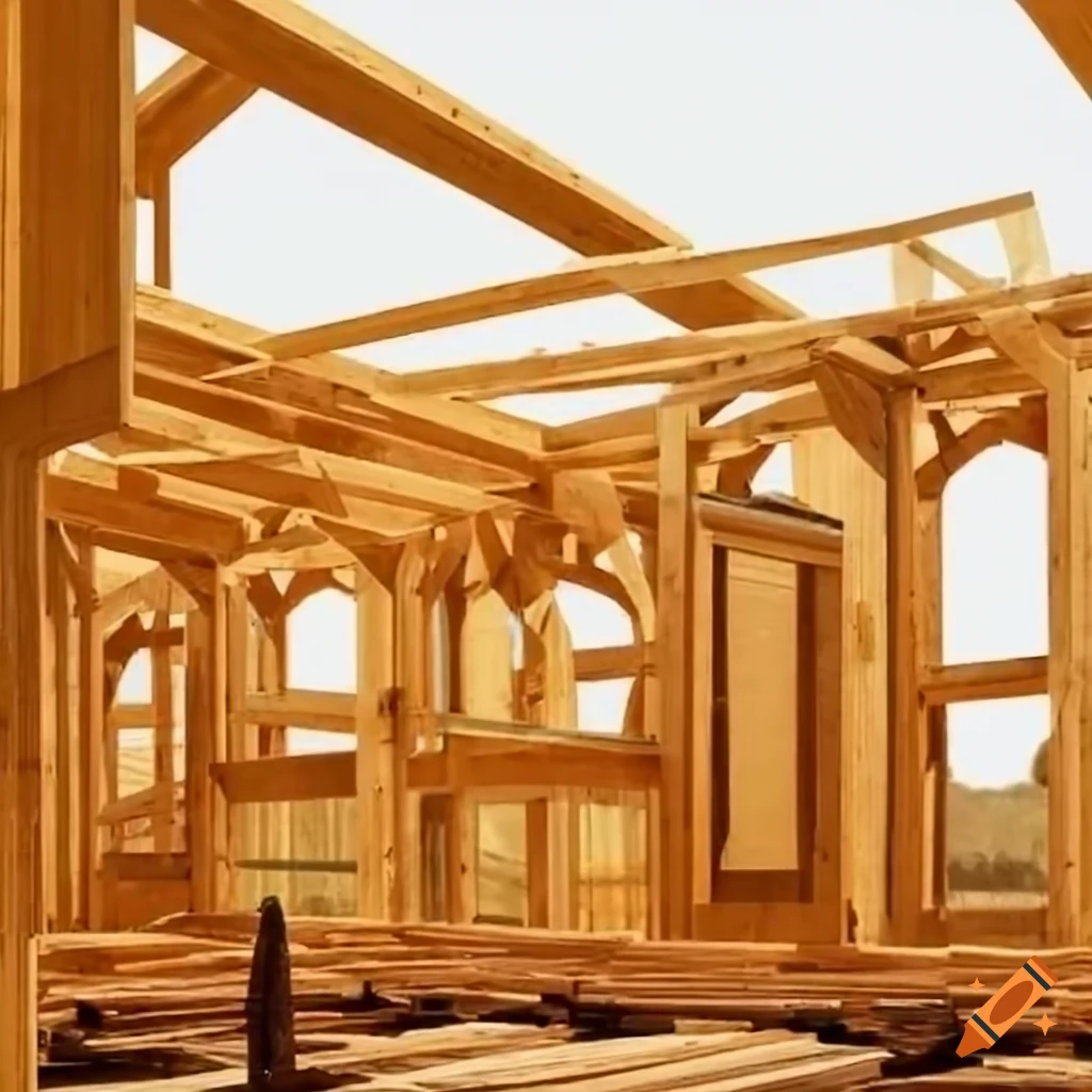 Illustration of timber framing construction method