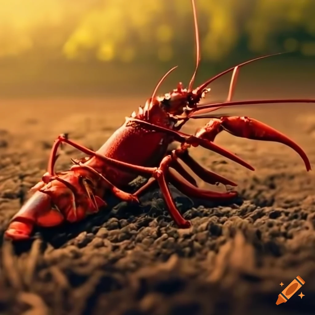 Funny image of a lobster driving on a field on Craiyon