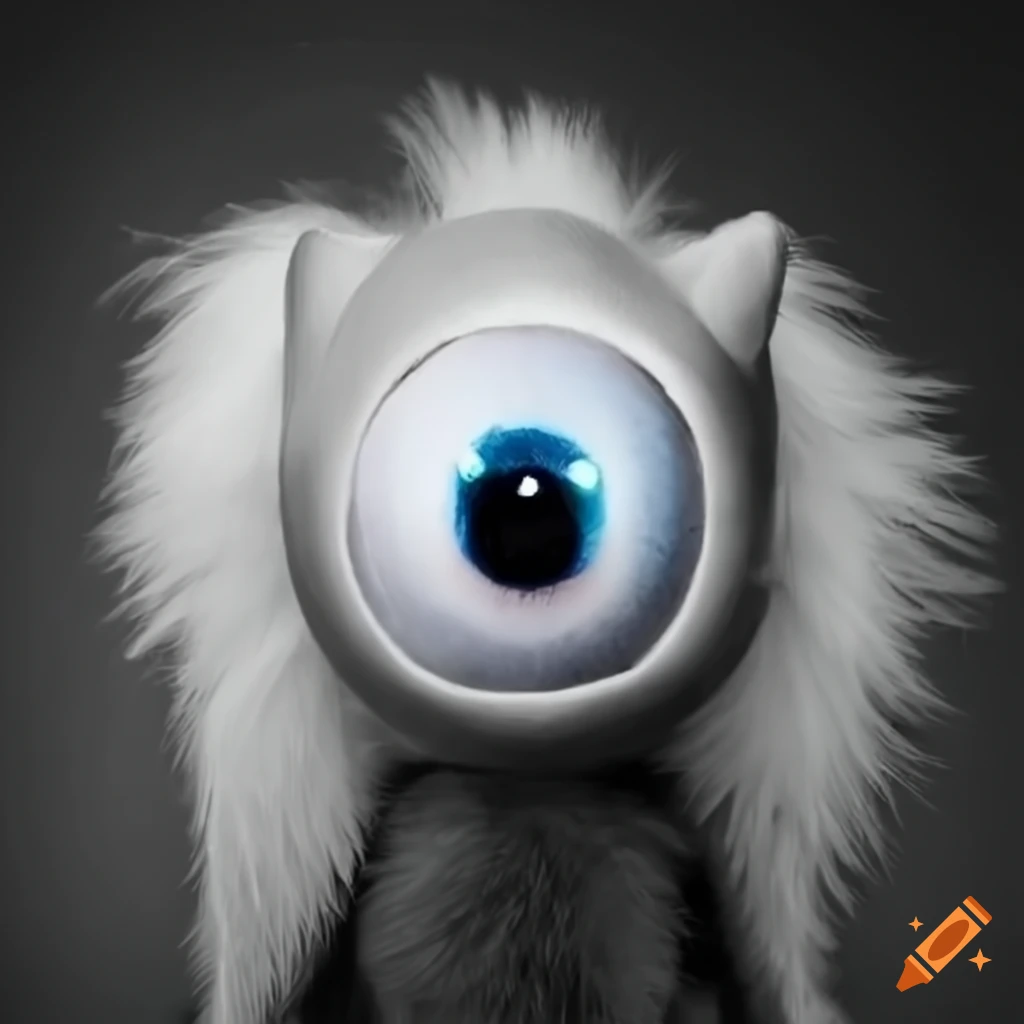 Image of sonic with white fur, a cyclops eye, and angel wings on Craiyon