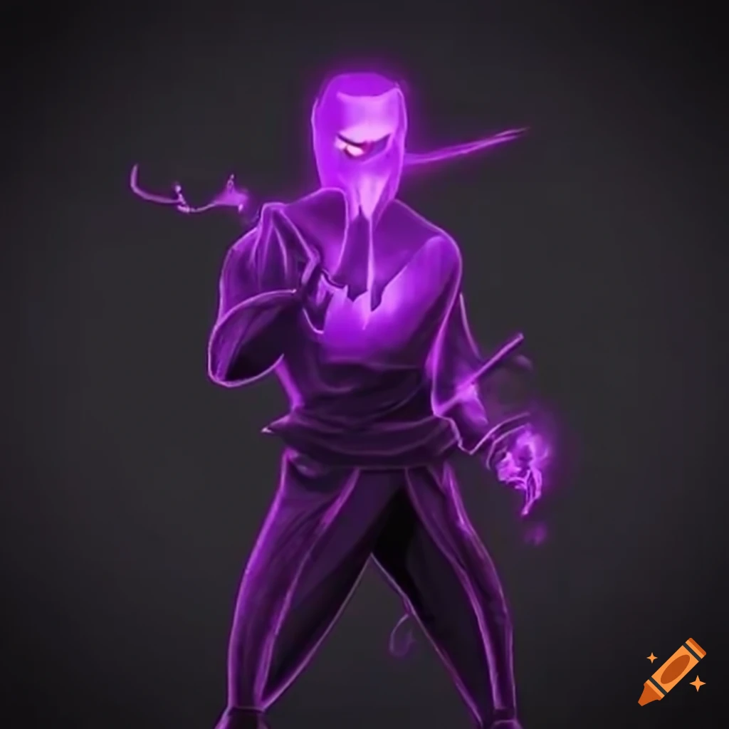 Artwork of a ninja wielding glowing sickles on Craiyon