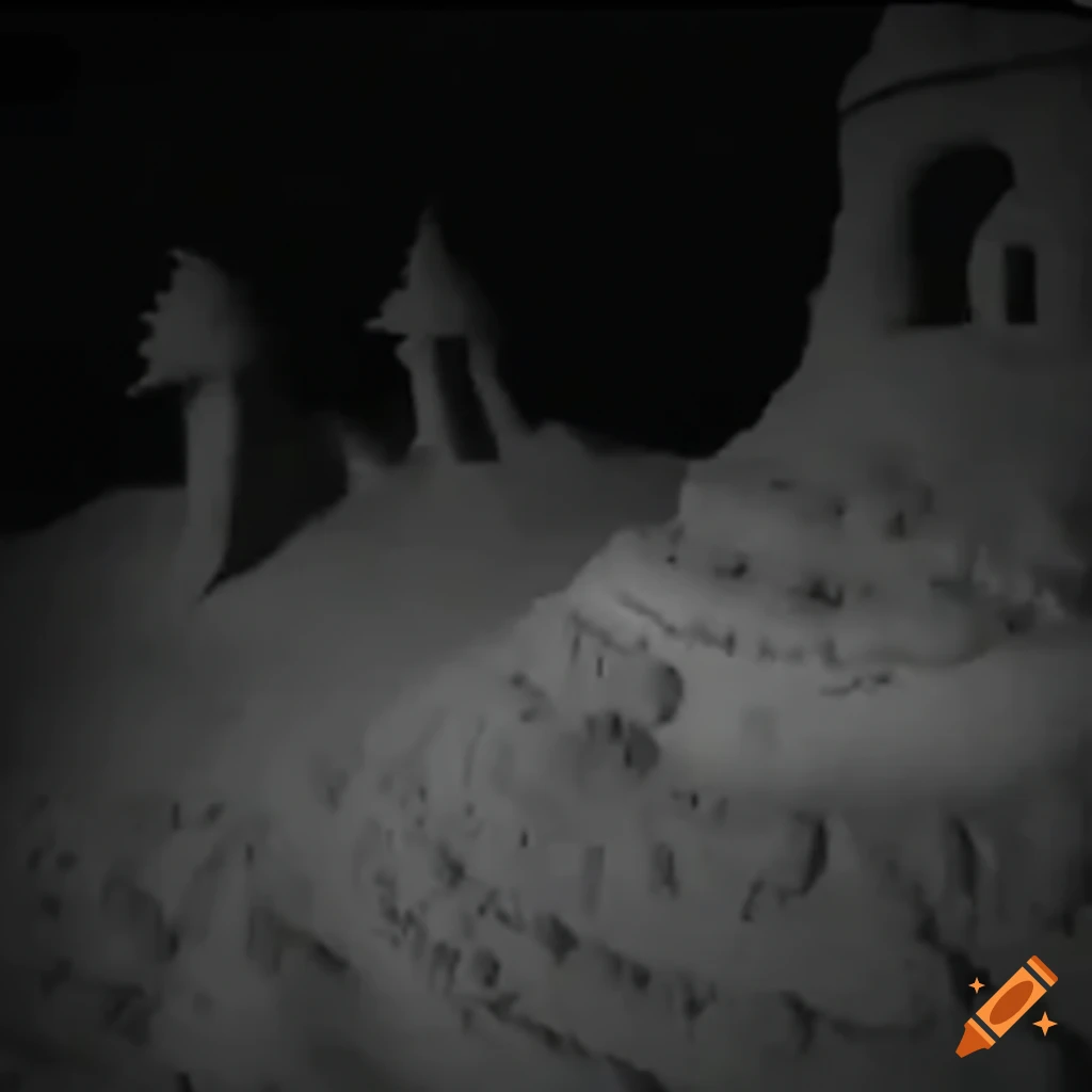 Nocturnal trail camera footage of mysterious sand castles