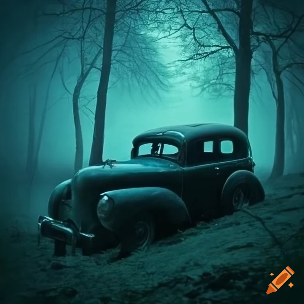 Antique and abandoned car scene on Craiyon