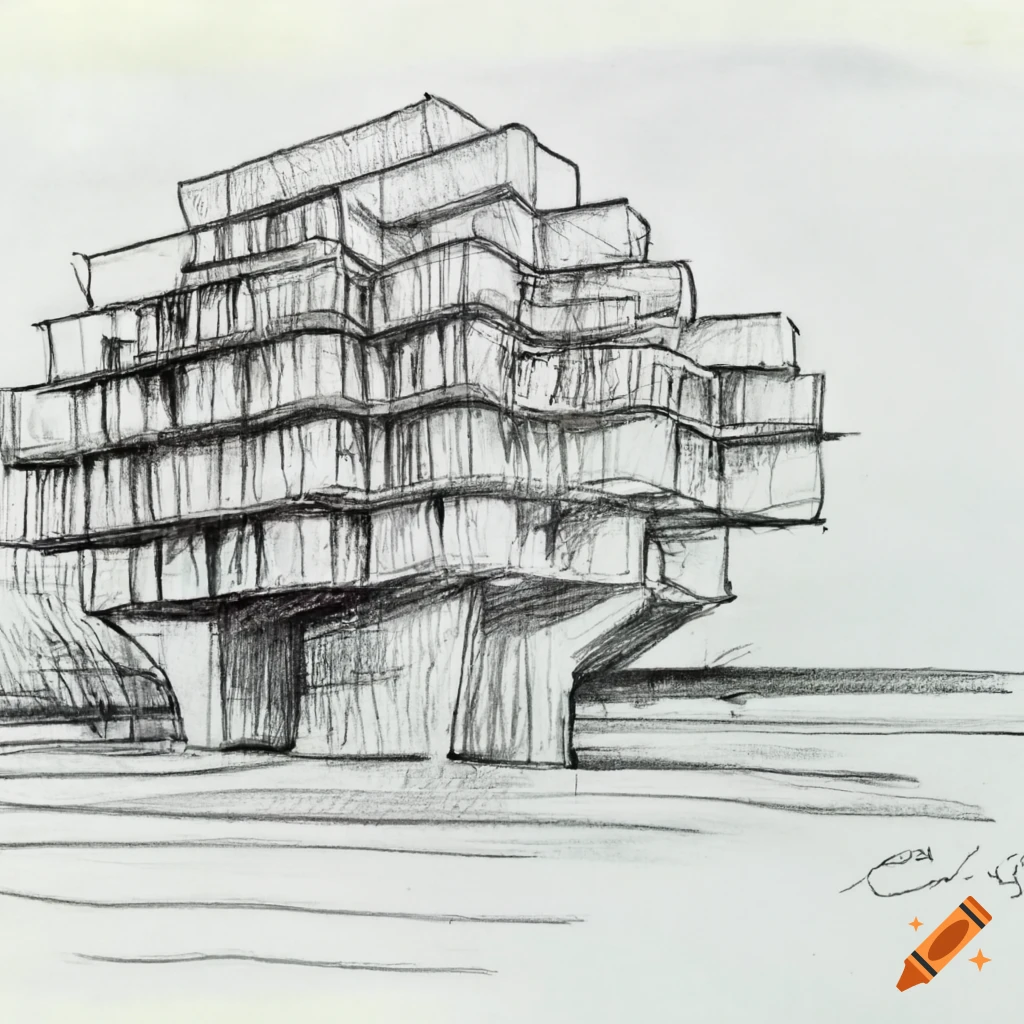 Sketch of the geisel library on Craiyon