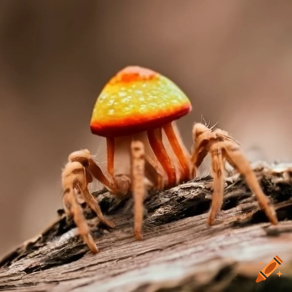 Image of a spider on a mushroom on Craiyon