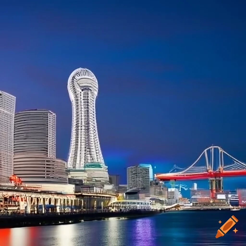 Illustration of yokohama port on Craiyon