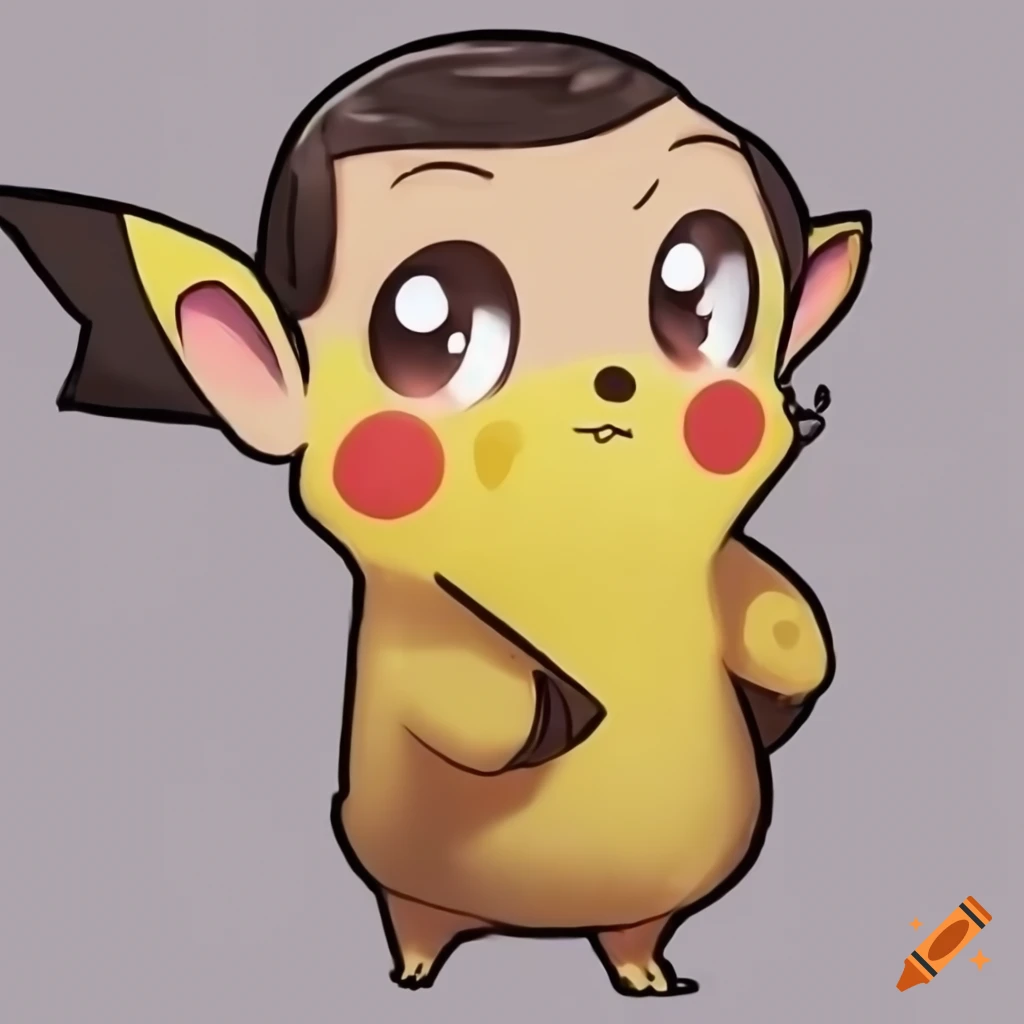 Kawaii mr. bean with pikachu
