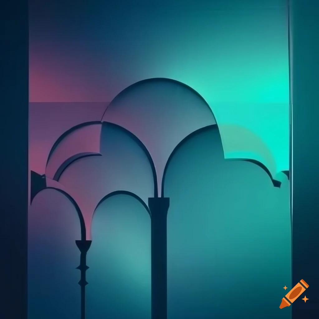 Geometric abstract art of architecture with arches and shapes on Craiyon