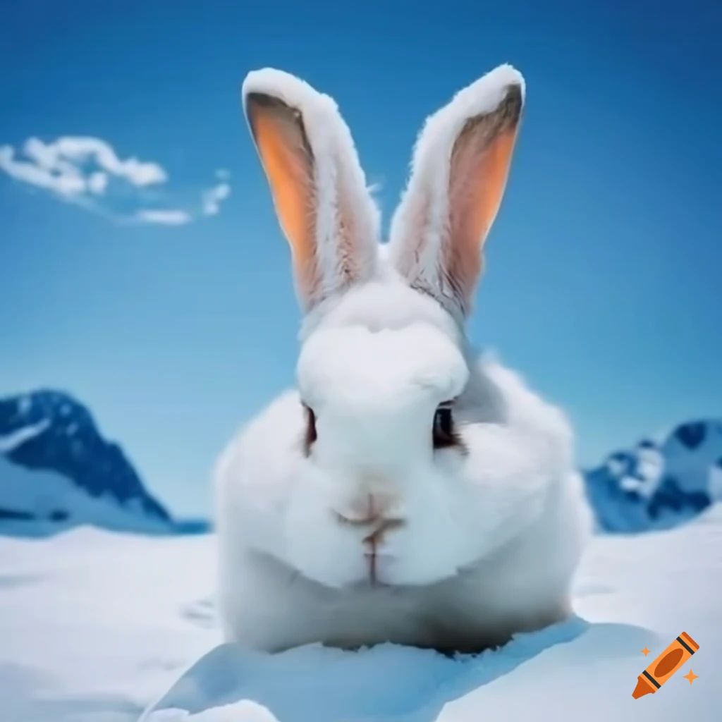 Rabbit wearing a snow suit in an icy landscape on Craiyon