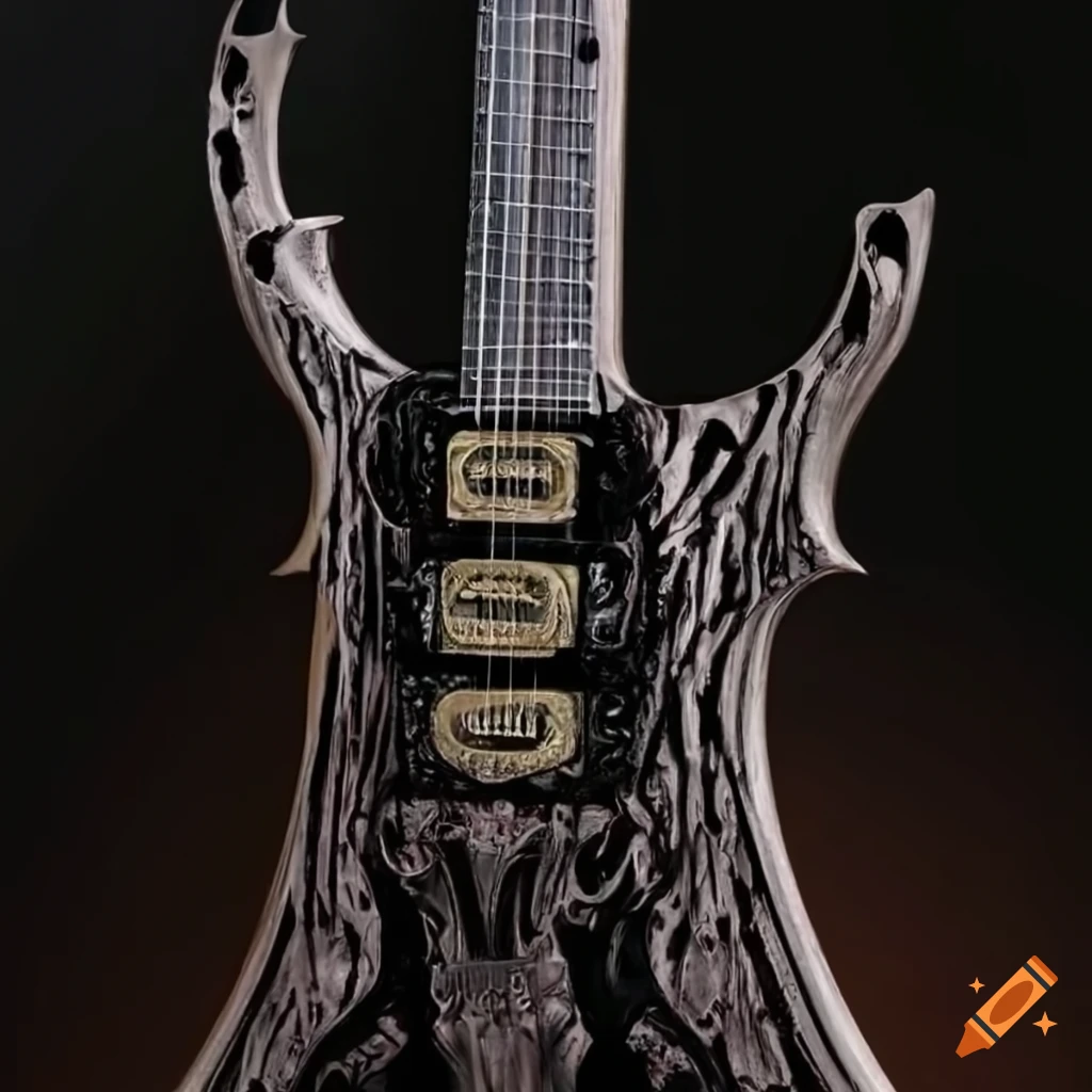 Giger designed warlock guitar on Craiyon