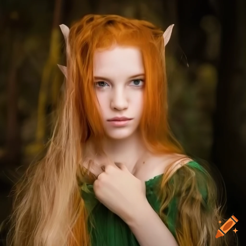 Portrait Of A Young Wood Elf With Honey Colored Hair And Emerald Eyes On Craiyon