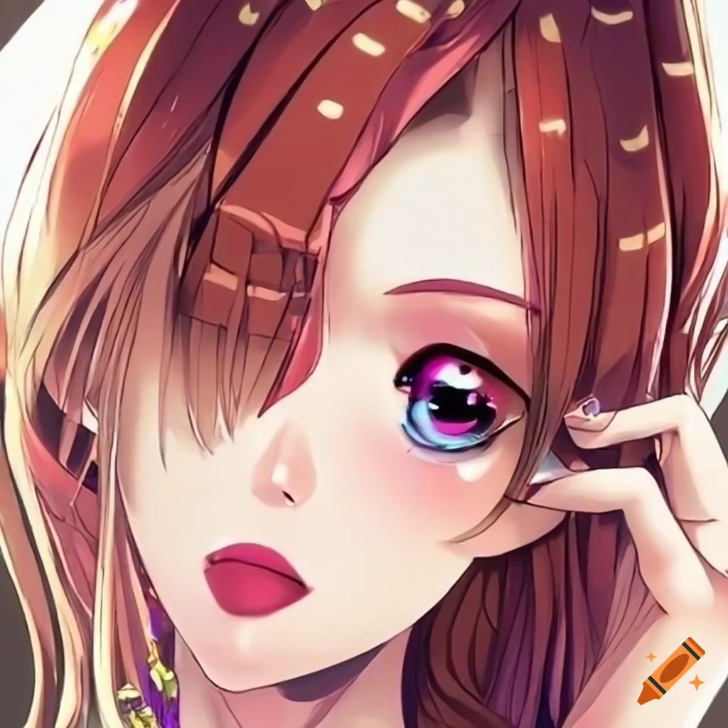 Digital art of an enchanting anime woman with expressive eyes and ...