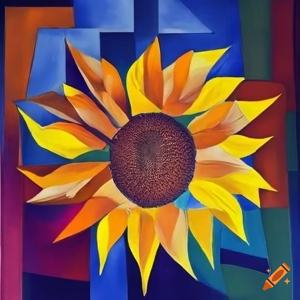 Cubist representation of a sunflower