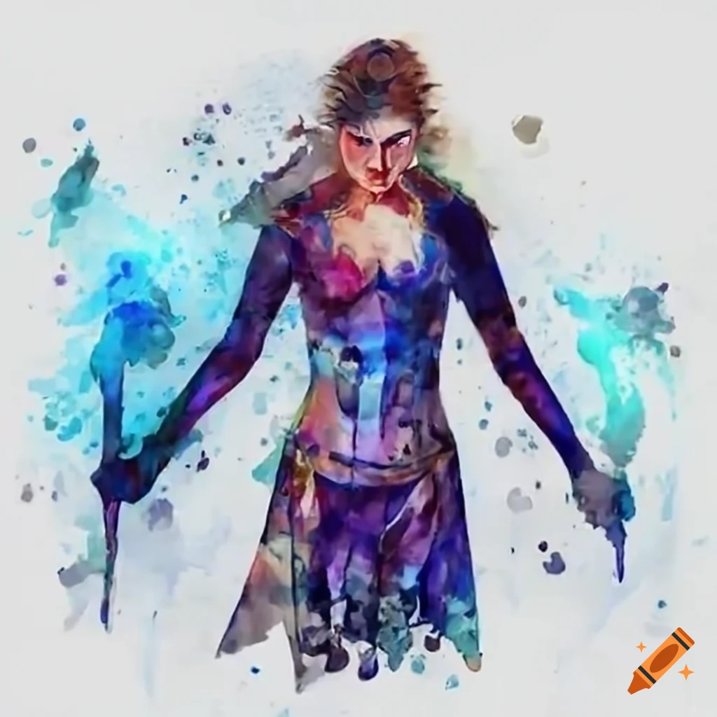 Image of a spell caster casting ice magic in sport uniform