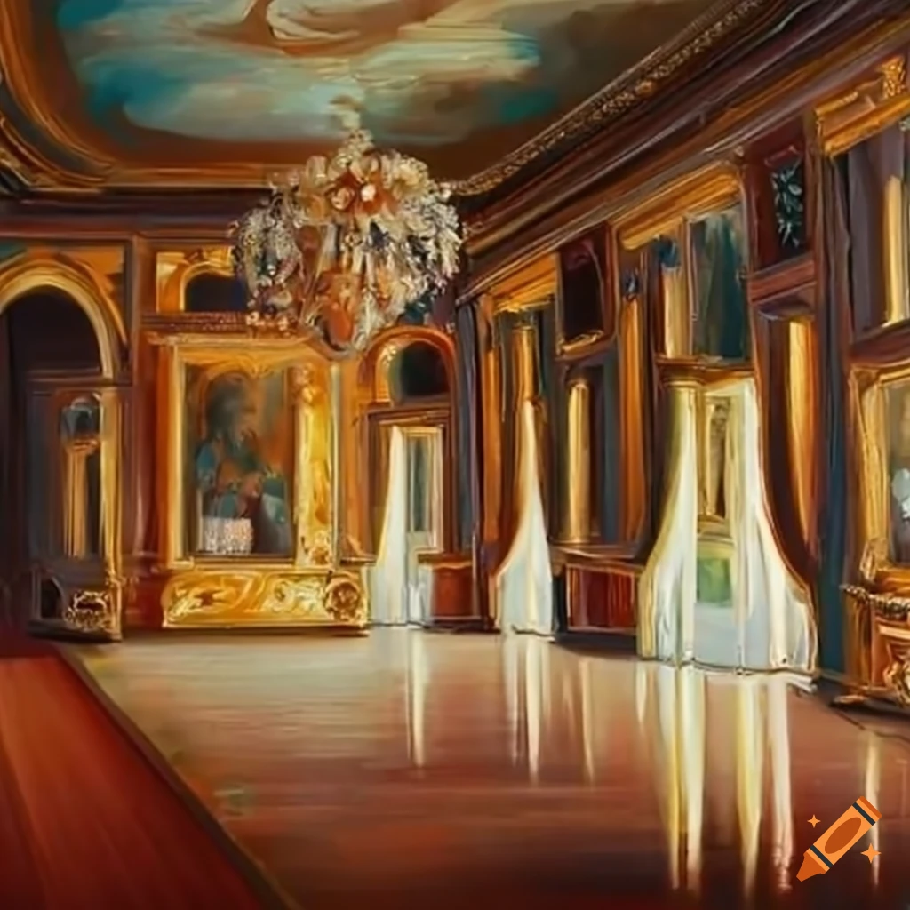 Elegant ballroom in a castle on Craiyon