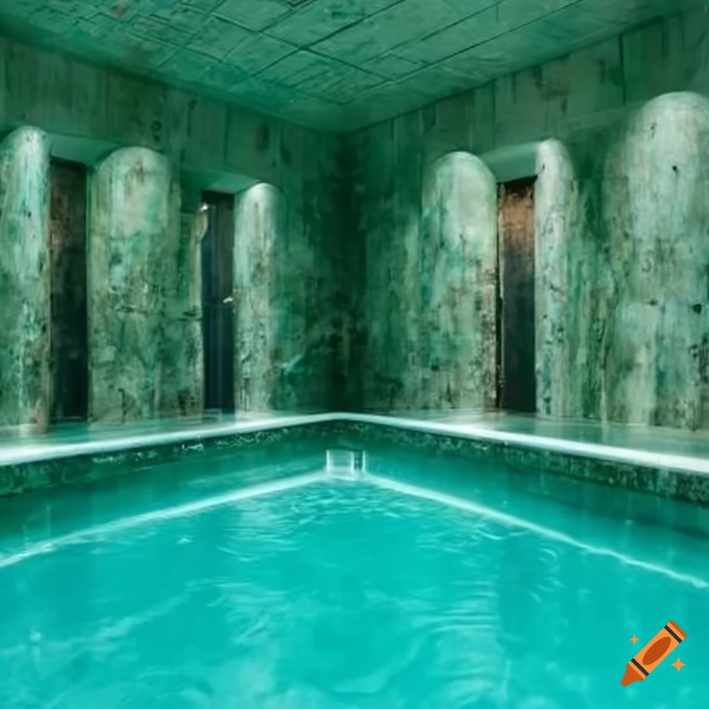 Green marble pool table in a luxurious room on Craiyon