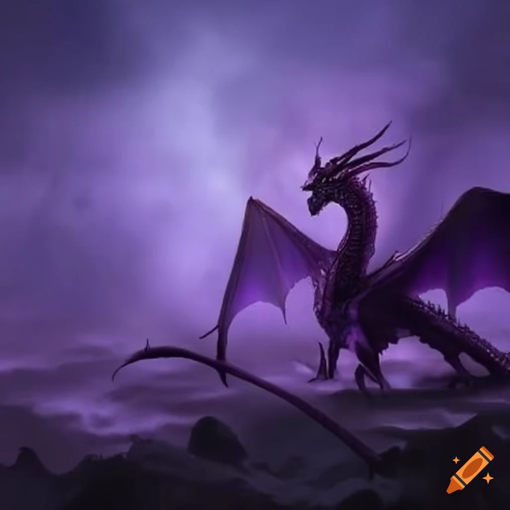 Image of a disappearing dragon in purple mist on Craiyon