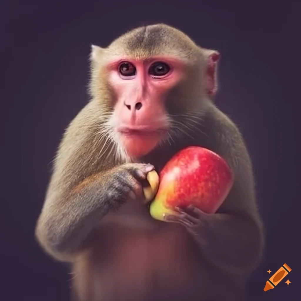 Monkey eating an apple on Craiyon