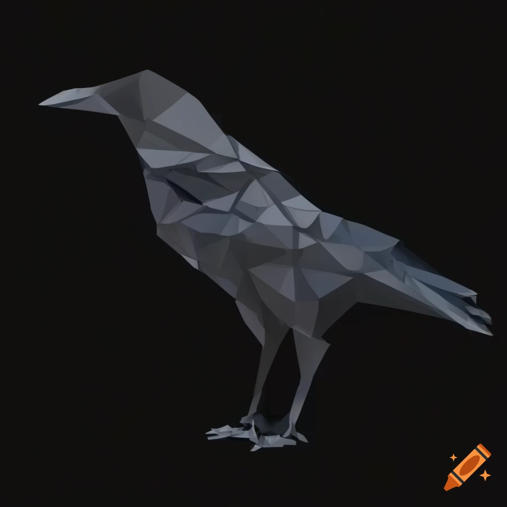 Low poly crow on black background on Craiyon