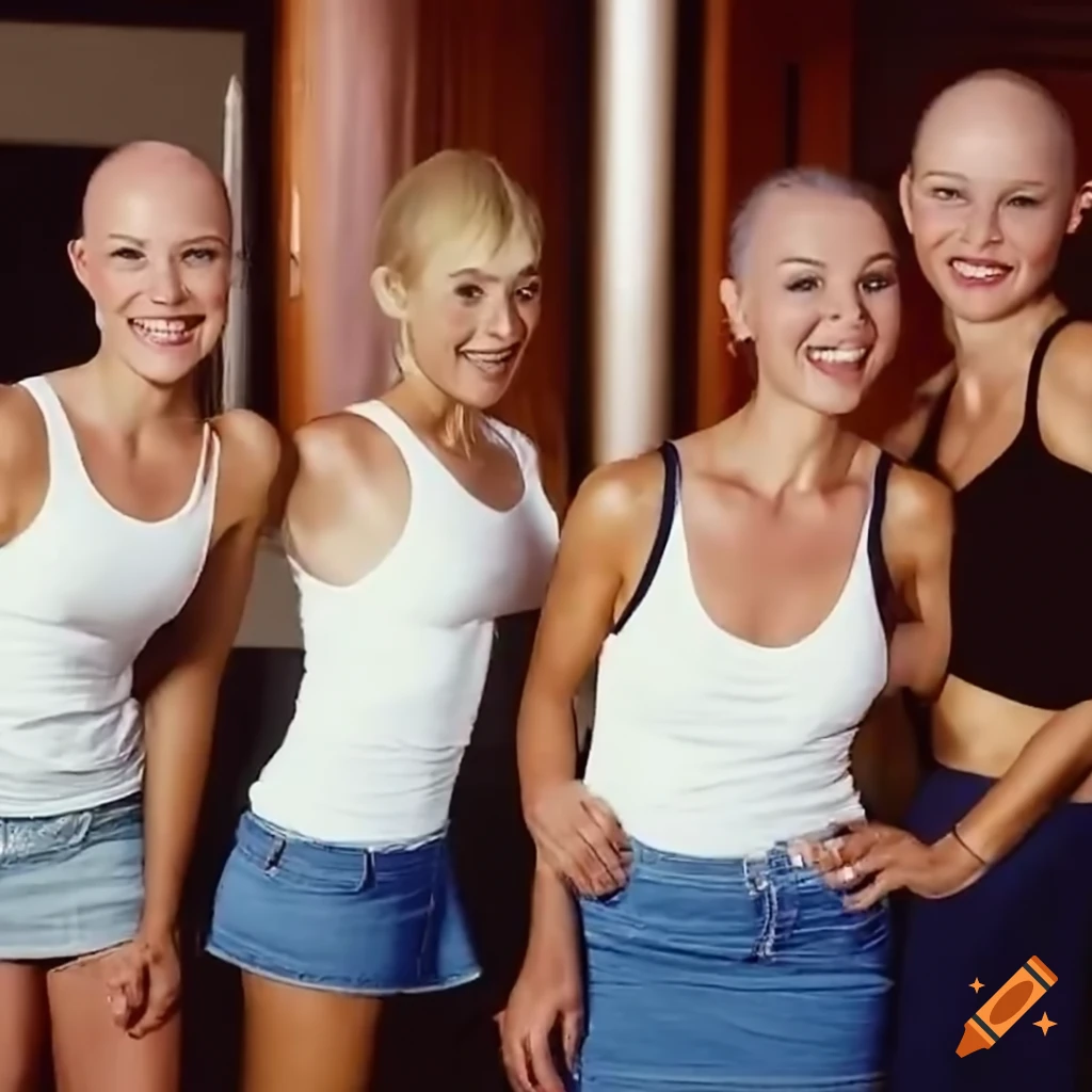 Women having fun at a head-shaving party on Craiyon