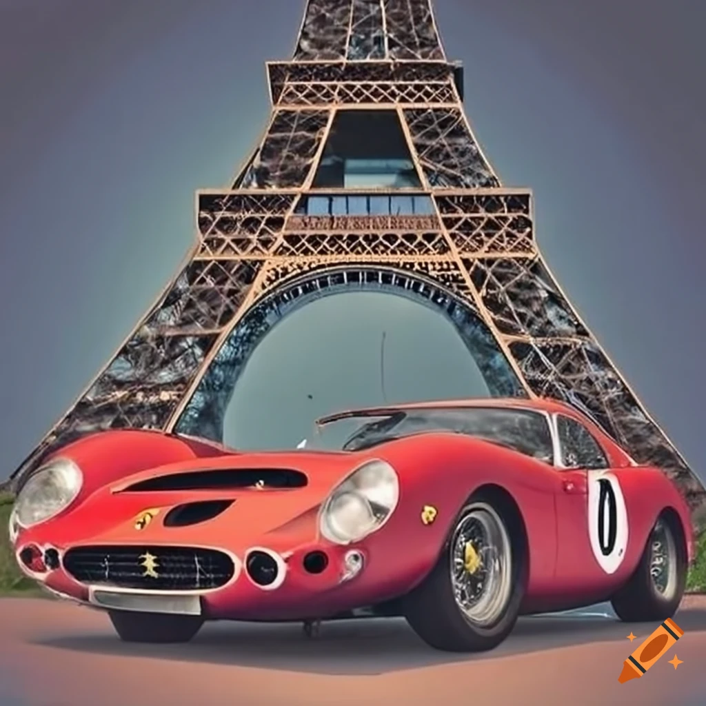 Ferrari 250 GTO in front of the Eiffel Tower on Craiyon