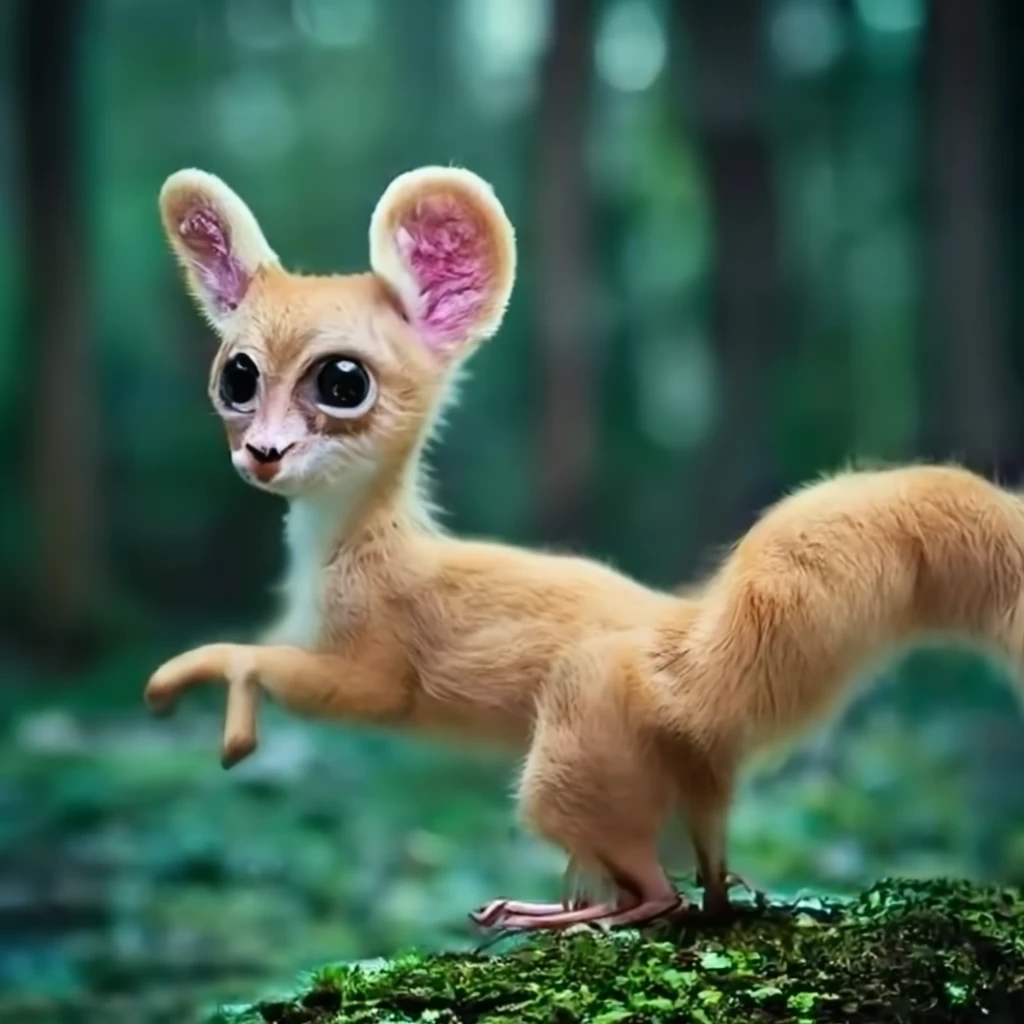 Photo of a cute creature in an enchanted forest on Craiyon