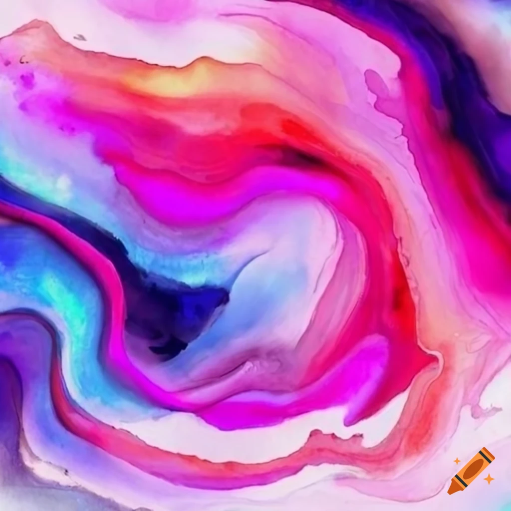 Vibrant watercolor painting with pink and purple swirls on Craiyon