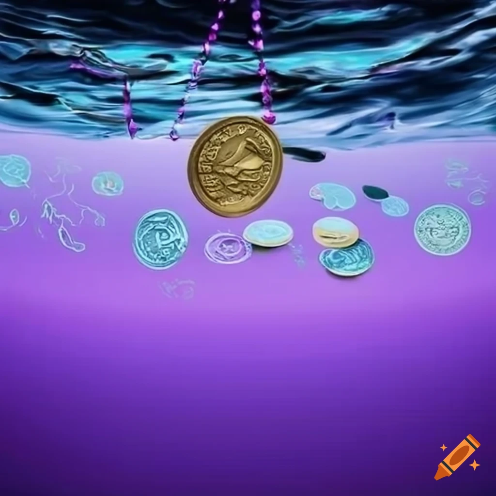 Purple sea of coins and money chart on Craiyon