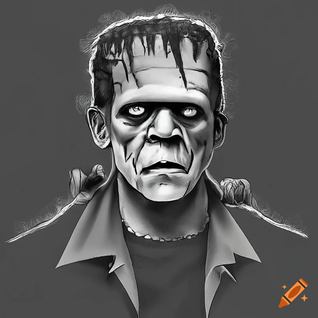 Detailed Artistic Drawing Of Frankenstein