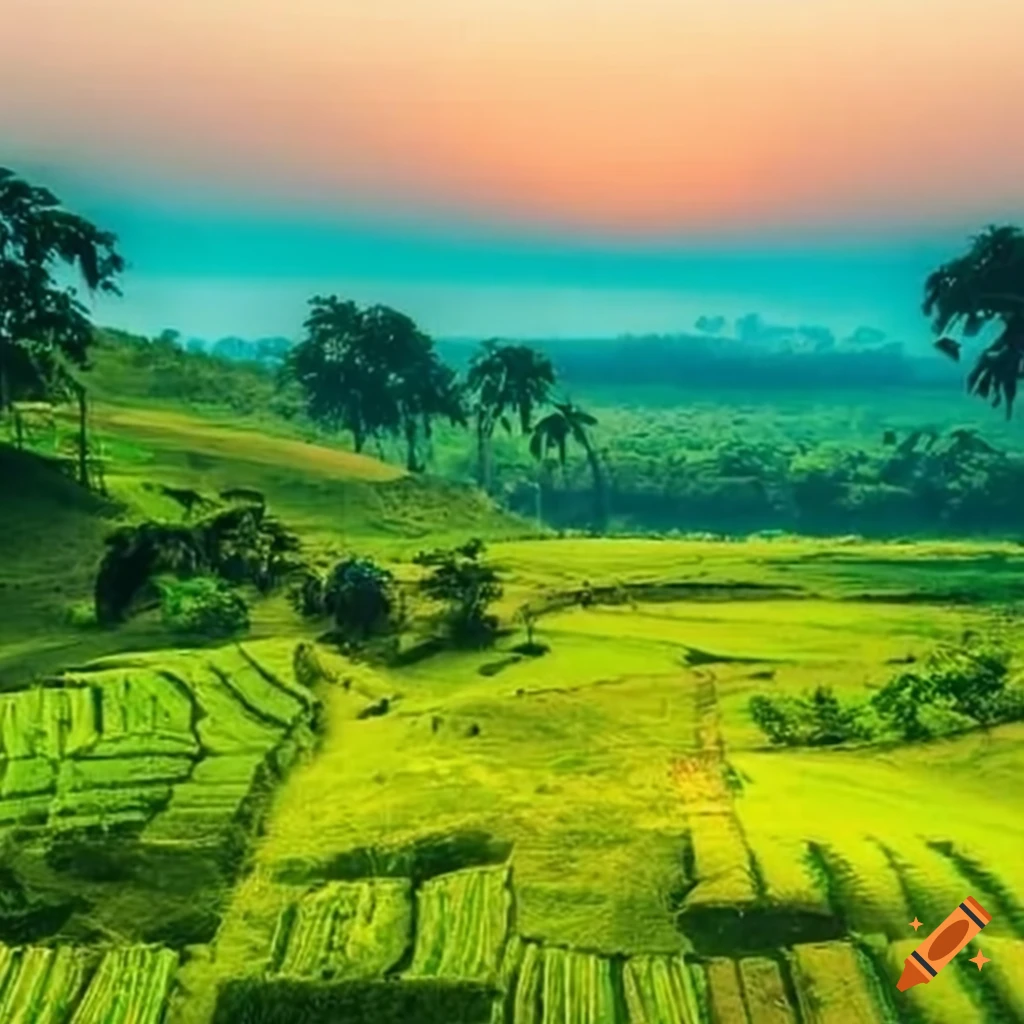 Picturesque view of bangladesh's countryside on Craiyon