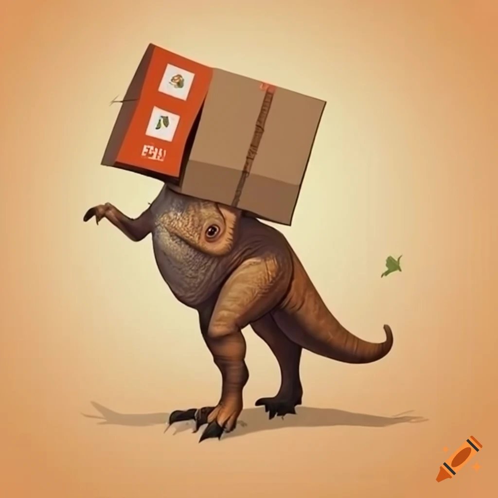 Funny dinosaur delivering packages on Craiyon