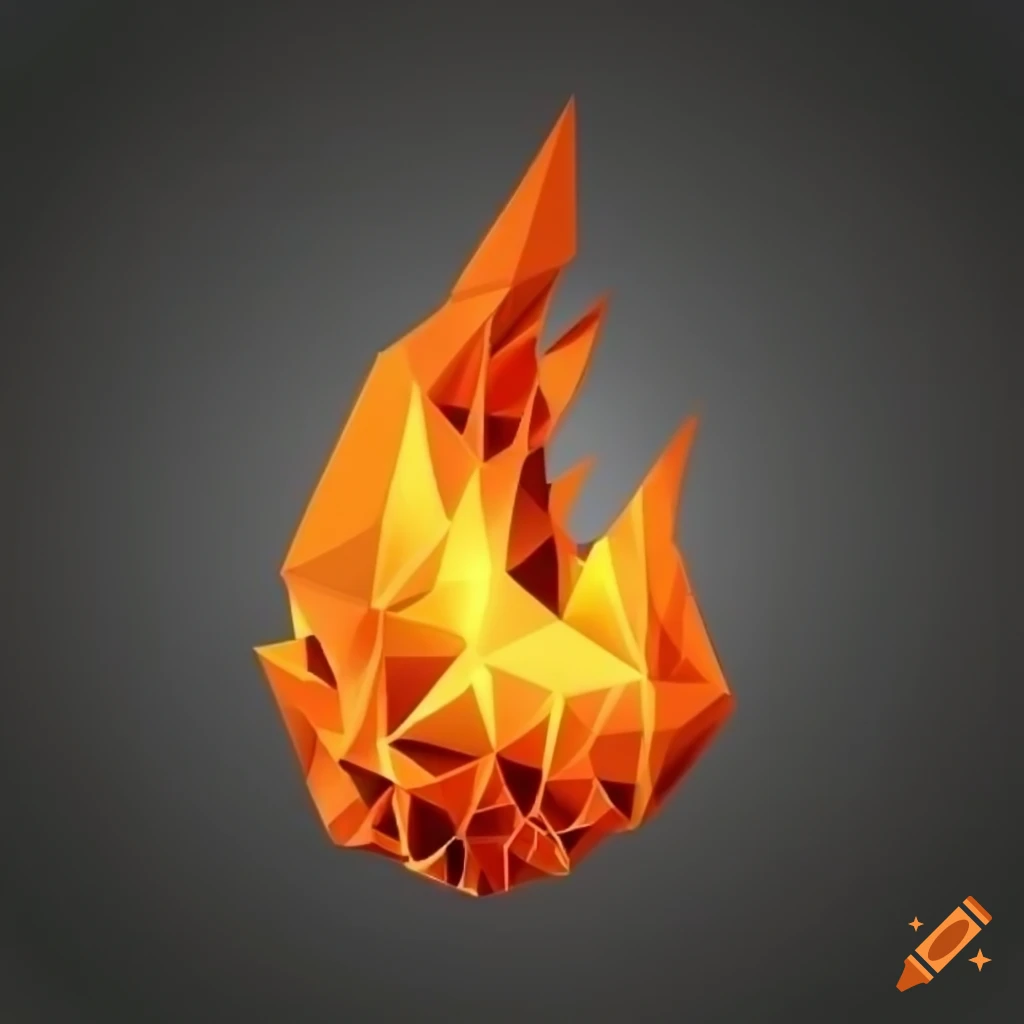 Fire-themed low poly logo design on Craiyon