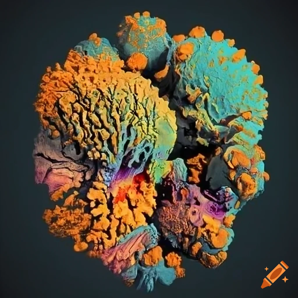 Overhead view of a vast desert with dry coral on Craiyon