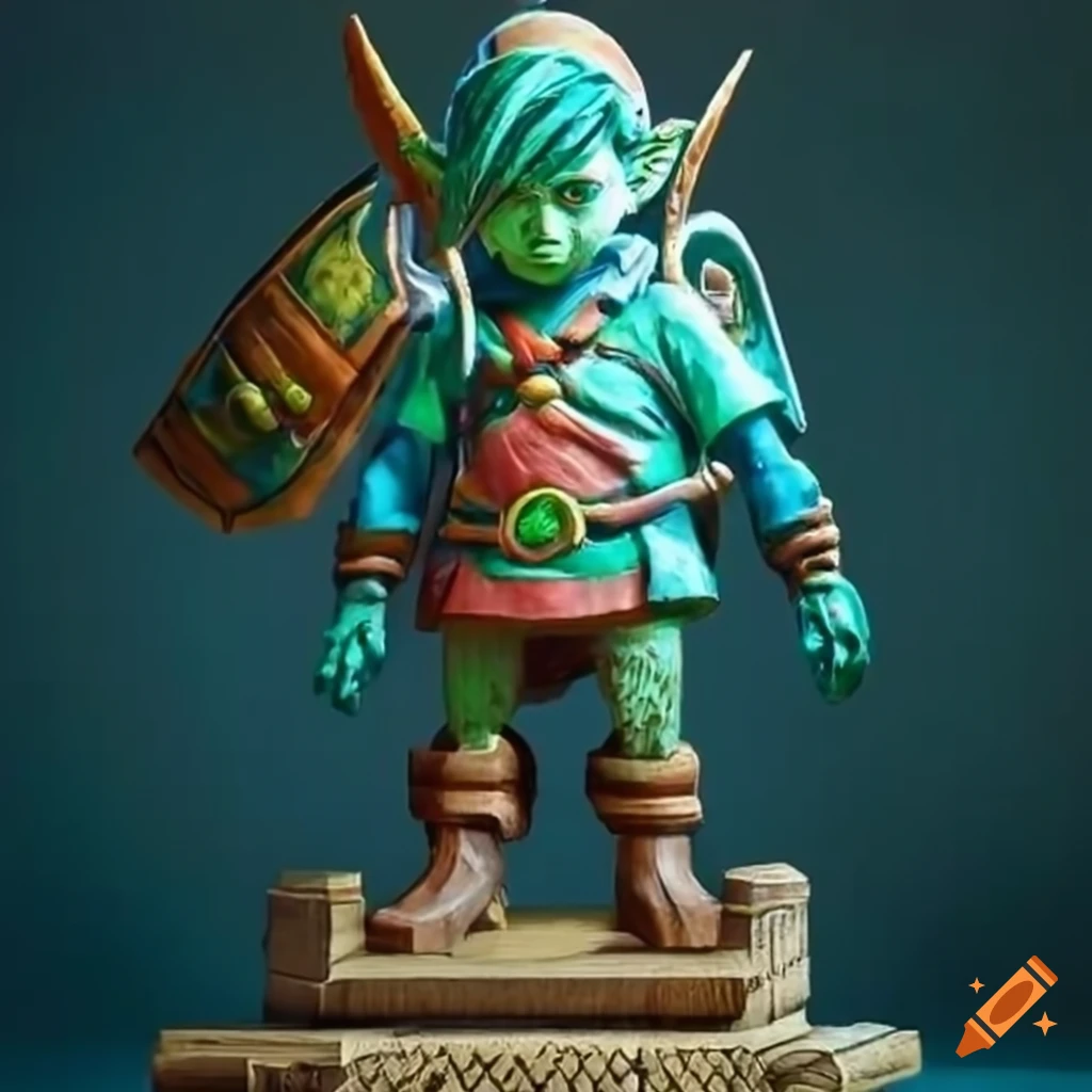 Sculpture of Link from Hyrule in a scenic setting on Craiyon