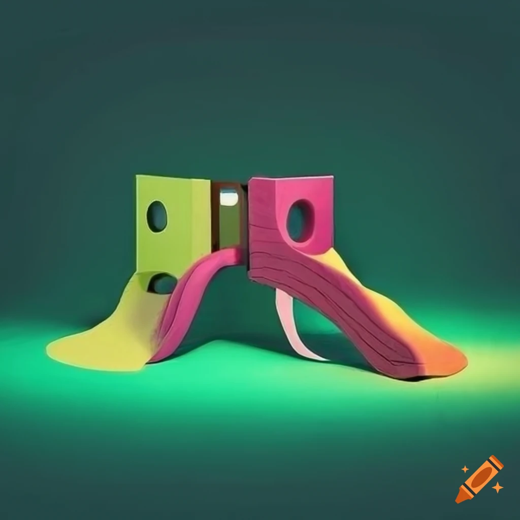 Colorful and surreal playground with peculiar structures on Craiyon