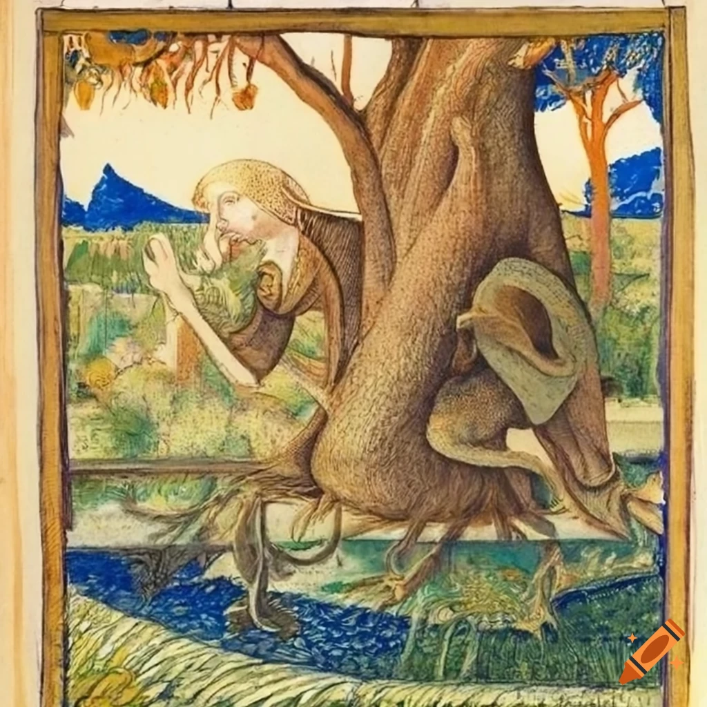 Medieval bestiary illustration by Kay Nielsen on Craiyon