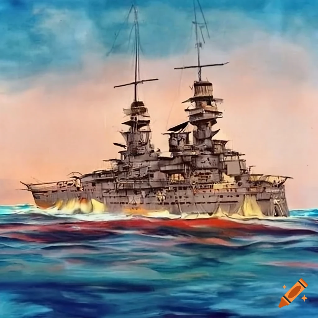 Image of Pacific War battleships and fighters on Craiyon