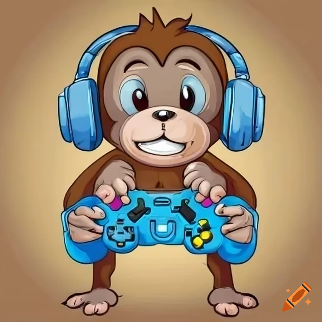 Monkey with headphones and game controller on Craiyon