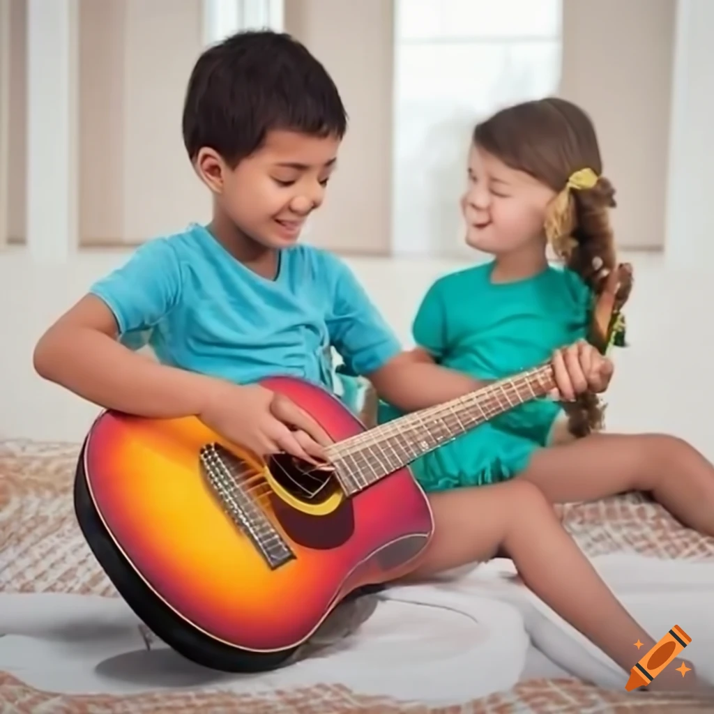 Children playing the guitar